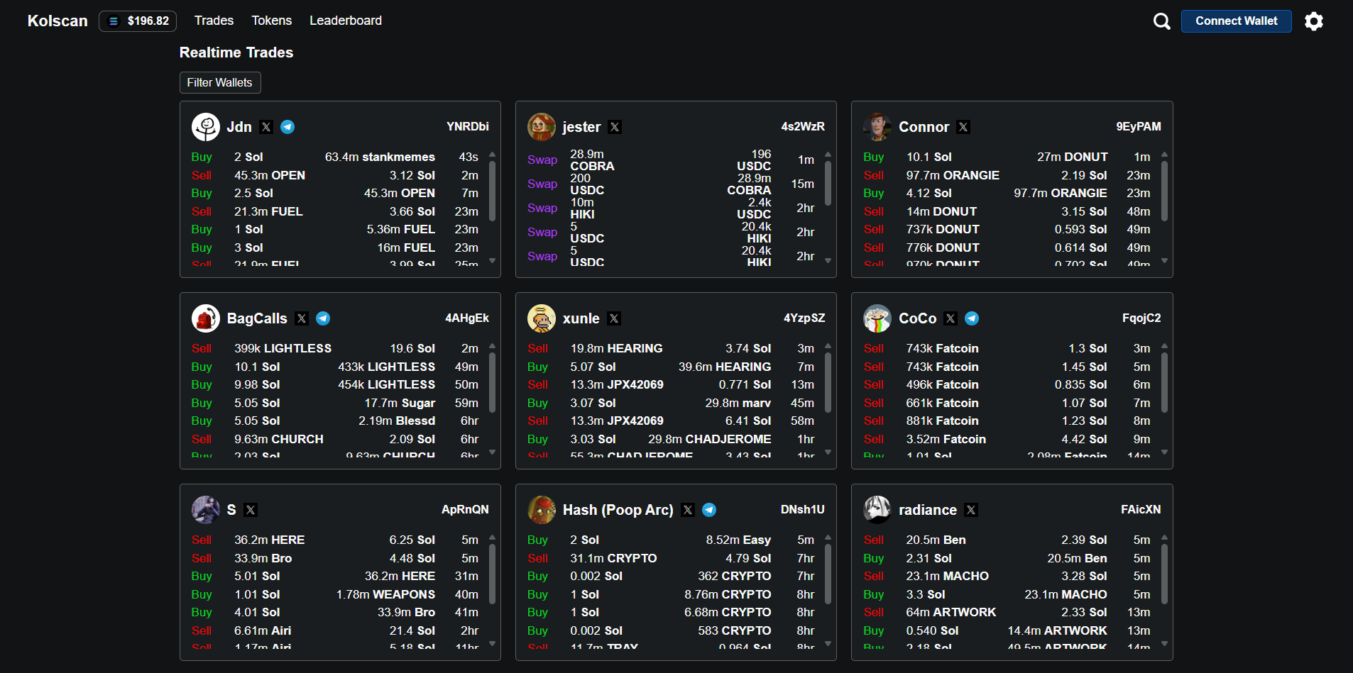 Kolscan: Real-Time Solana Wallet Tracker